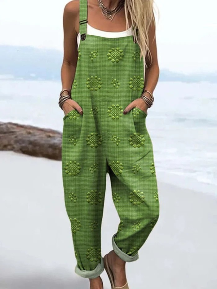 Fern | Retro Green Sunburst Overalls – Elle & Co